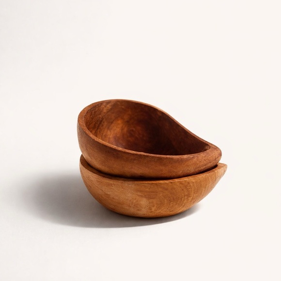 Vintage | Accents | 2 Vintage Acacia Wood Dropacorn Shaped Salad Bowls ...